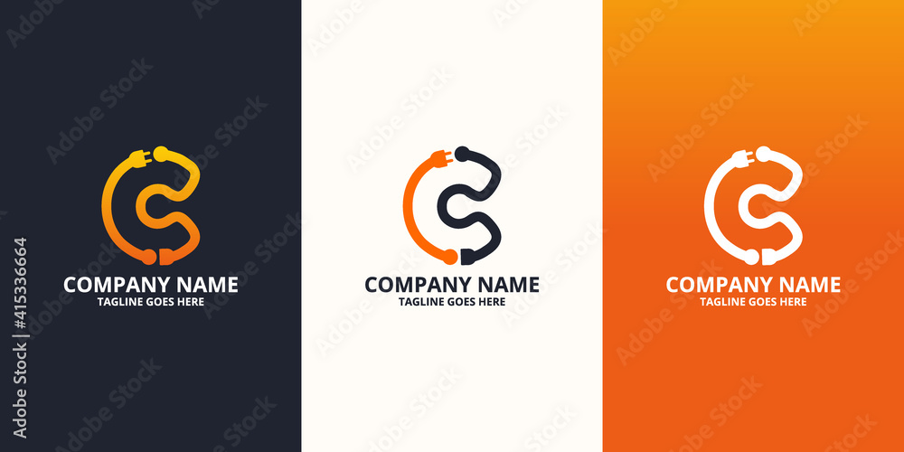 Electric initial letter C Logo Icon Template. Illustration vector ...