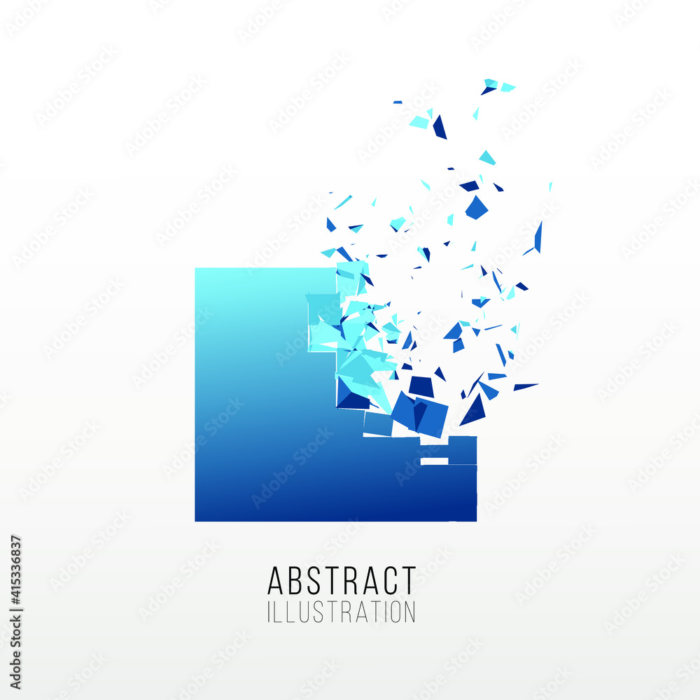 Explosion background - Abstract destructed objects and debris - Vector ...