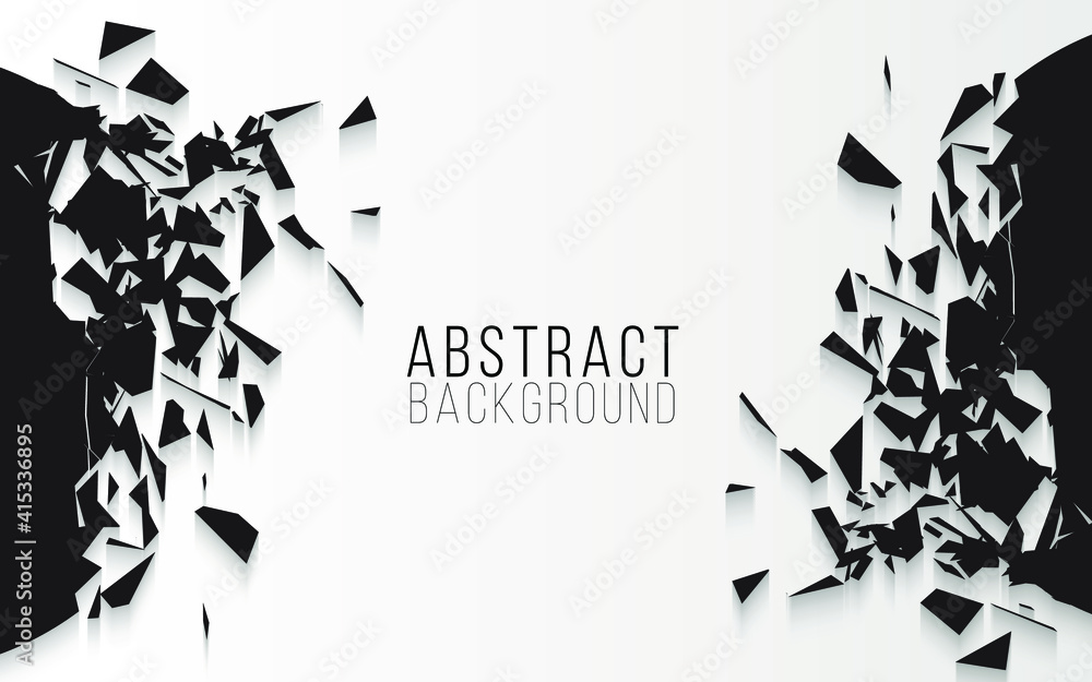 Explosion background - Abstract destructed objects and debris - Vector ...