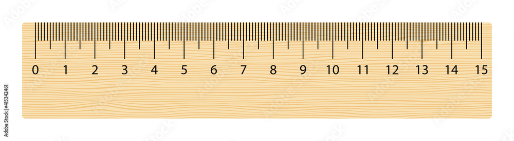 Realistic wooden ruler 15 centimeters. Math tool. Vector illustration ...