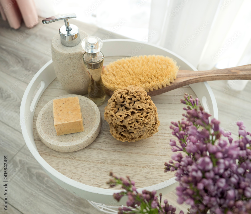 beautiful composition of the objects for the bathroom Stock Photo ...