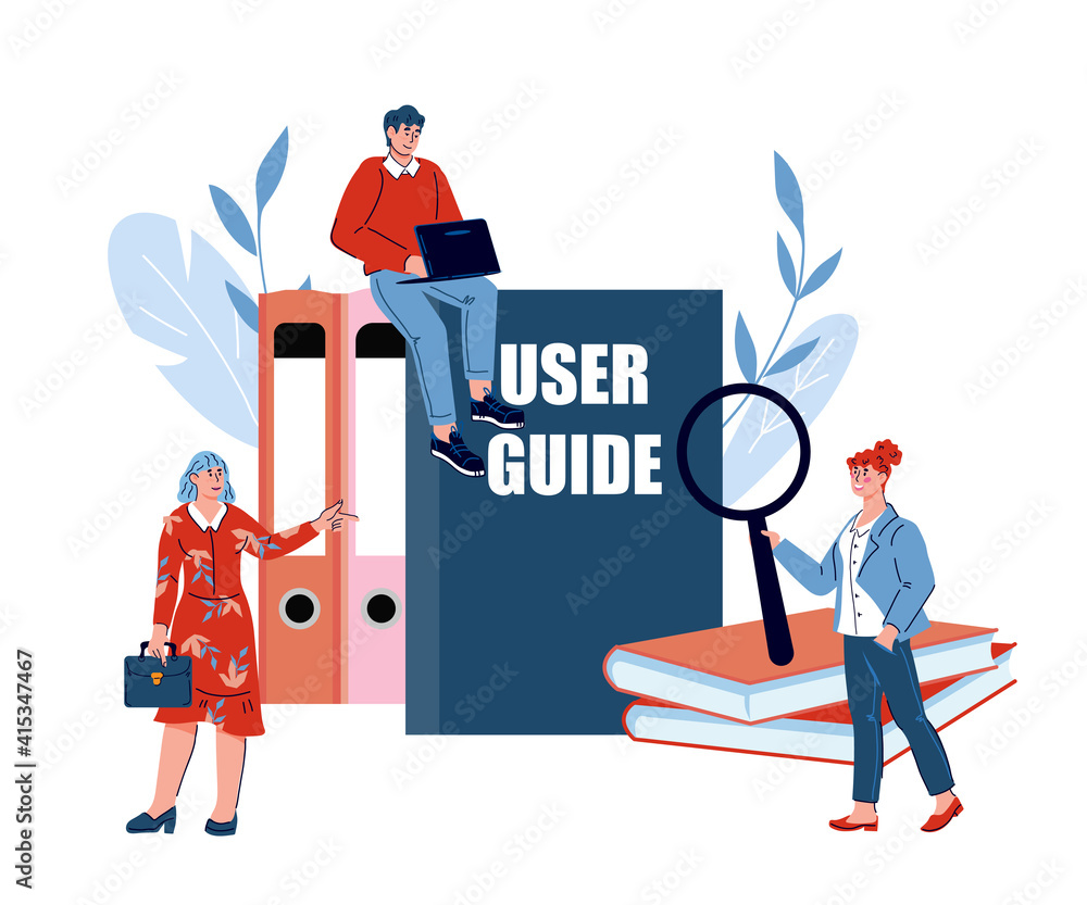Concept of User manual guide for web page banner or social media poster ...