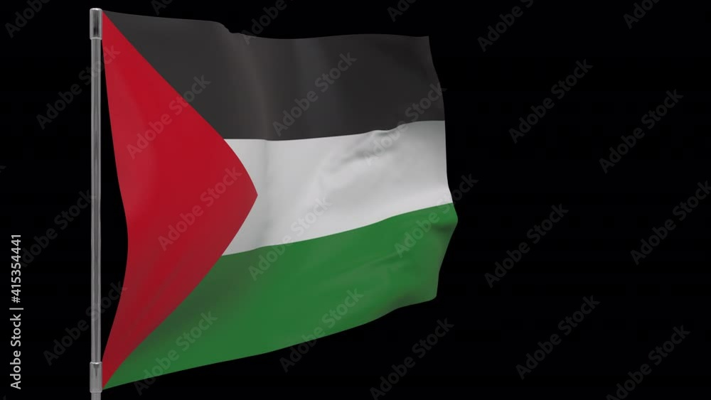 Palestine waving flag seamless loop animation. 4k Alpha Channel ...