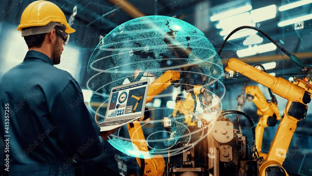 Smart industry robot arms modernization for digital factory technology ...