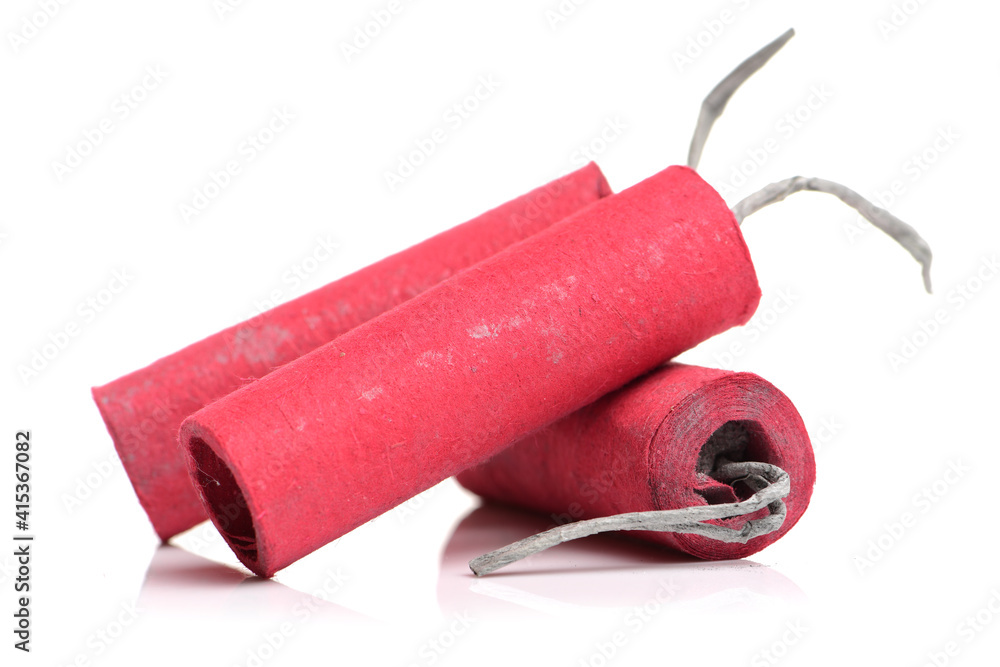 Red Firecrackers on white background Stock Photo | Adobe Stock