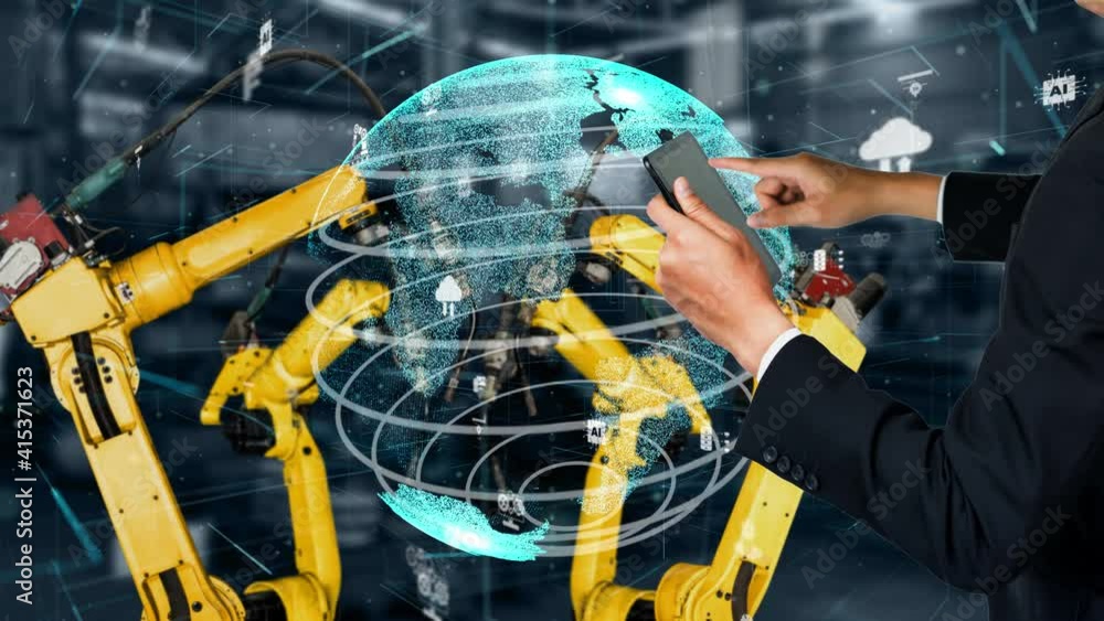 Smart industry robot arms modernization for digital factory technology ...