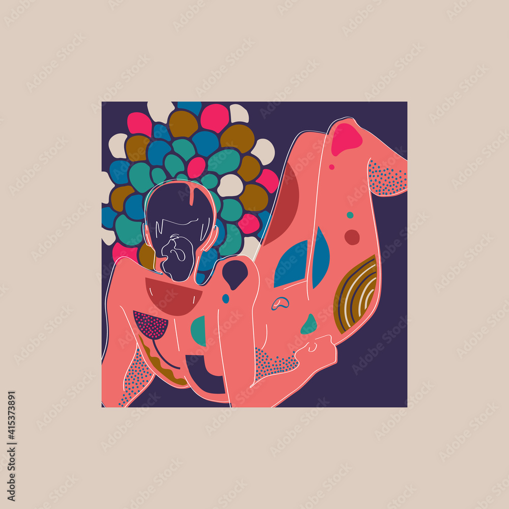 Vector illustration with an outline of a female body. Abstract ...