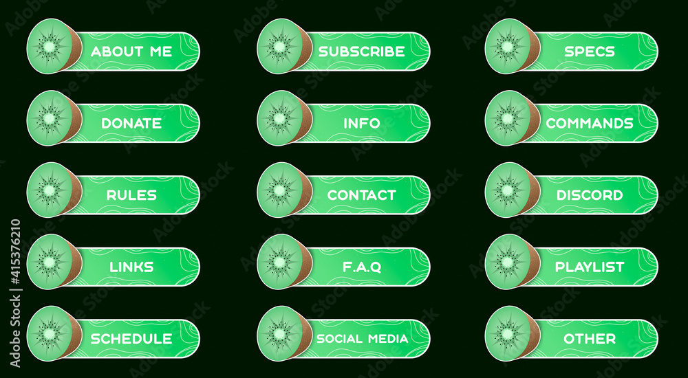 Twitch Cute Kiwi Panels . Badges Cute Kawaii panels for streaming ...