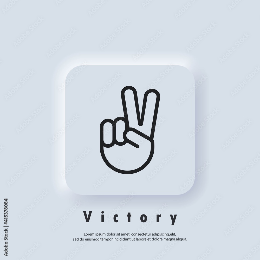 Victory logo. Sign of victory or peace. Hand gesture of human. Two ...
