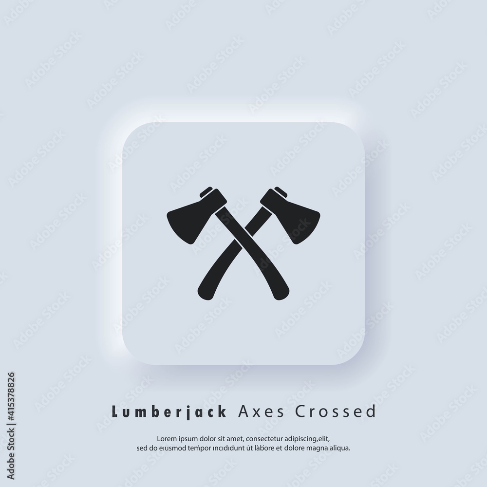 Lumberjack Axes Crossed icon. Woodwork and mechanic labels, badges ...