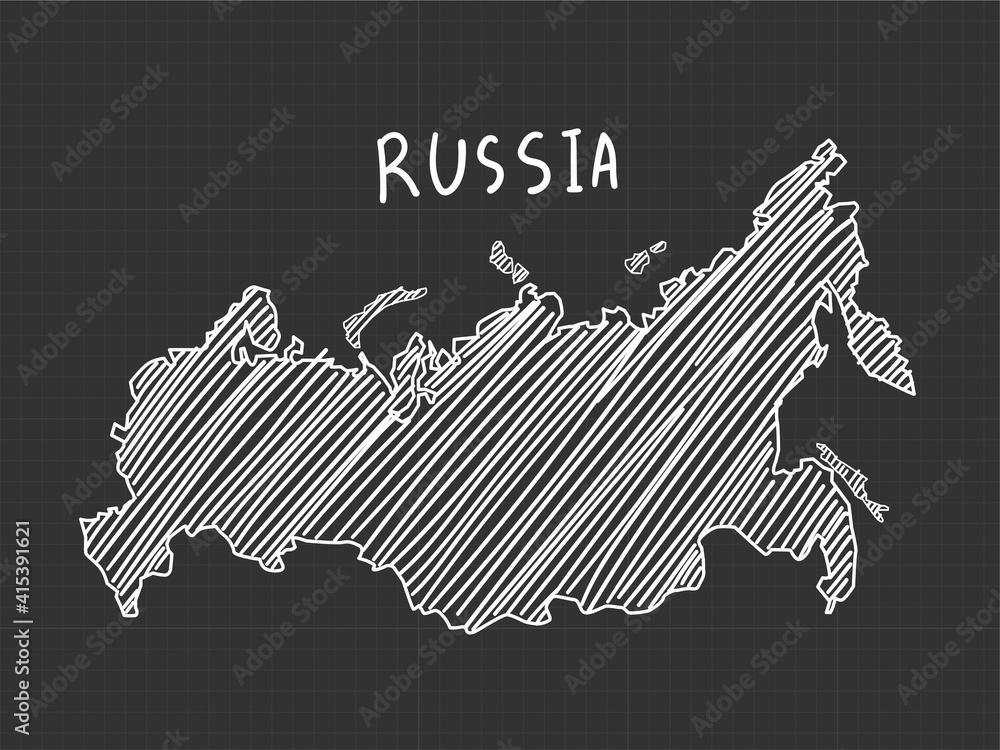 Russia map freehand sketch on black background. Stock Vector | Adobe Stock