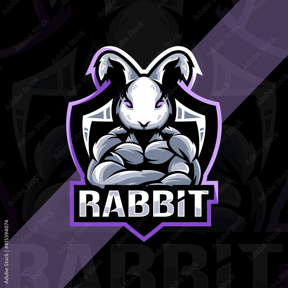 Rabbit mascot logo esport design Stock Vector | Adobe Stock
