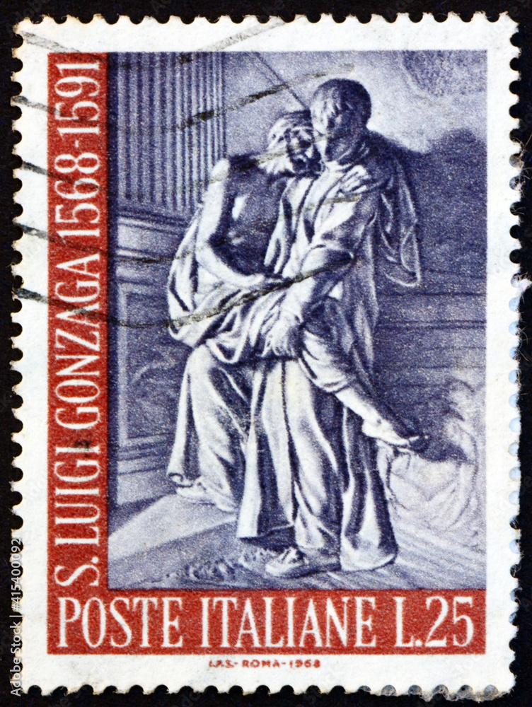 Poster Postage stamp Italy 1968 St. Aloysius Gonzaga, sculpture – Wall ...