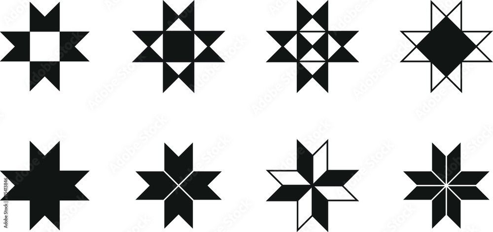 Different versions of octagram shapes and symbols. Geometrical object ...