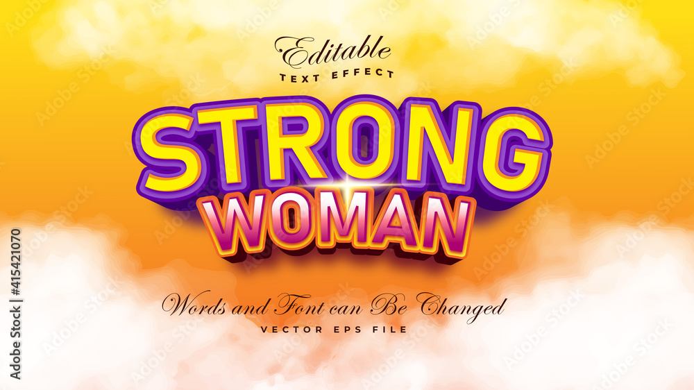 Strong Woman Text Effect - Editable Mockup Text Effect Stock Vector ...