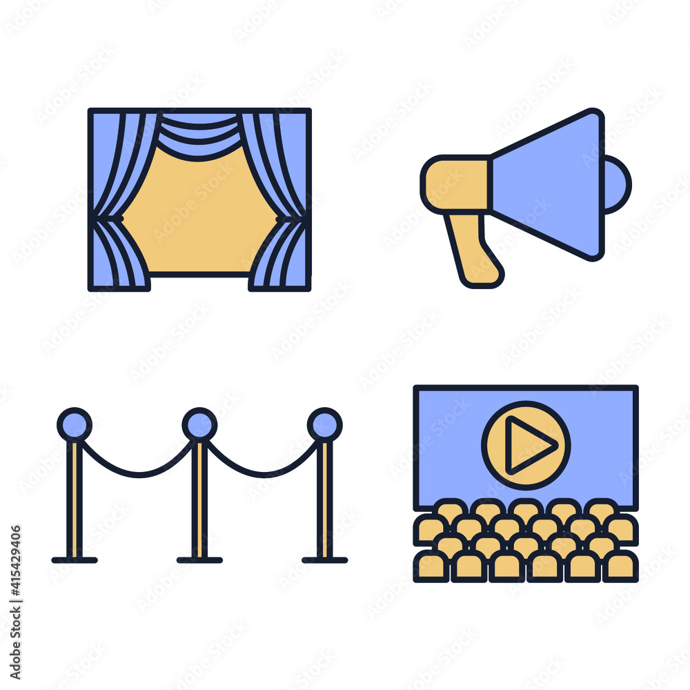 Vetor de Set of Entertainment icon. Entertainment pack symbol template ...