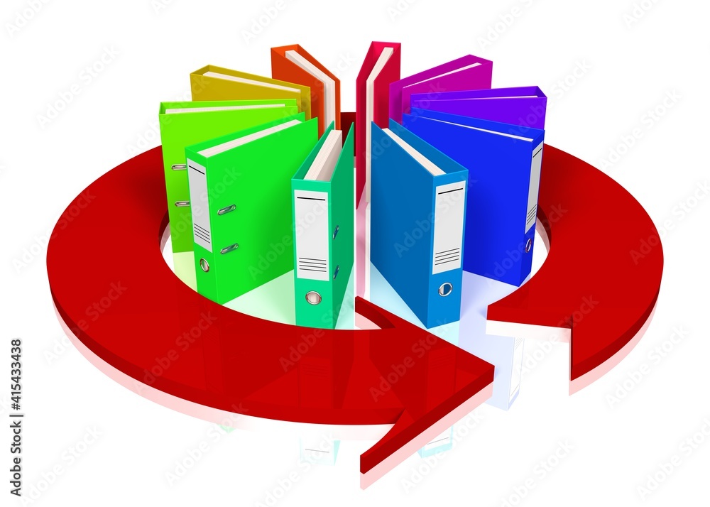 Aktenordner und Pfeil-Symbol, Informationen suchen oder checken ...