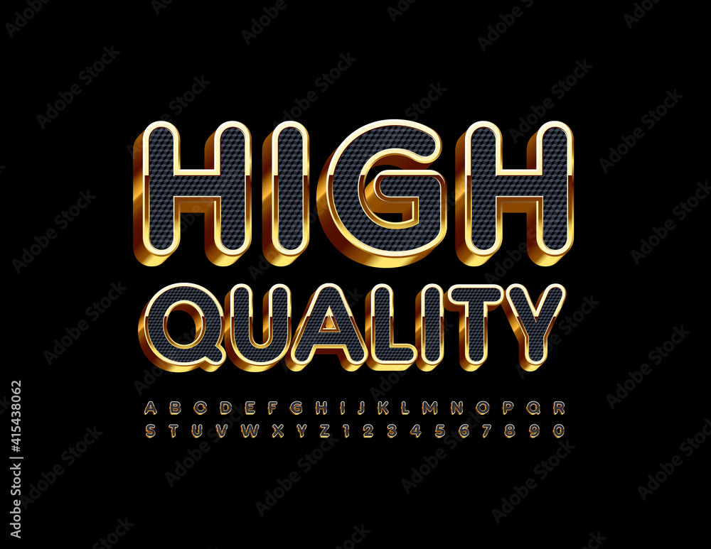 Vector premium badge High Quality. Textured elite Font. Black and Gold ...