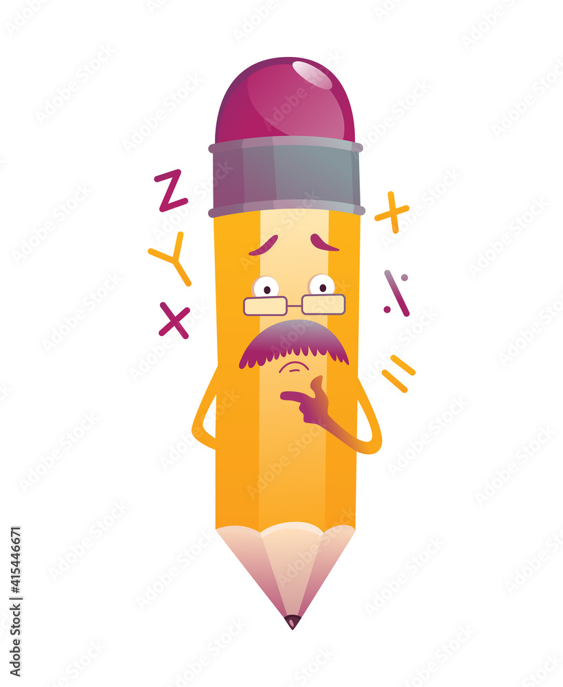 Pencil cartoon. Cute humanized pencil character with arms and face ...