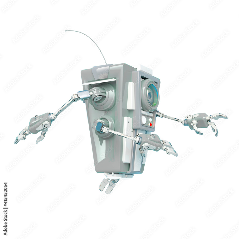 floating robot is a running late Stock Illustration | Adobe Stock