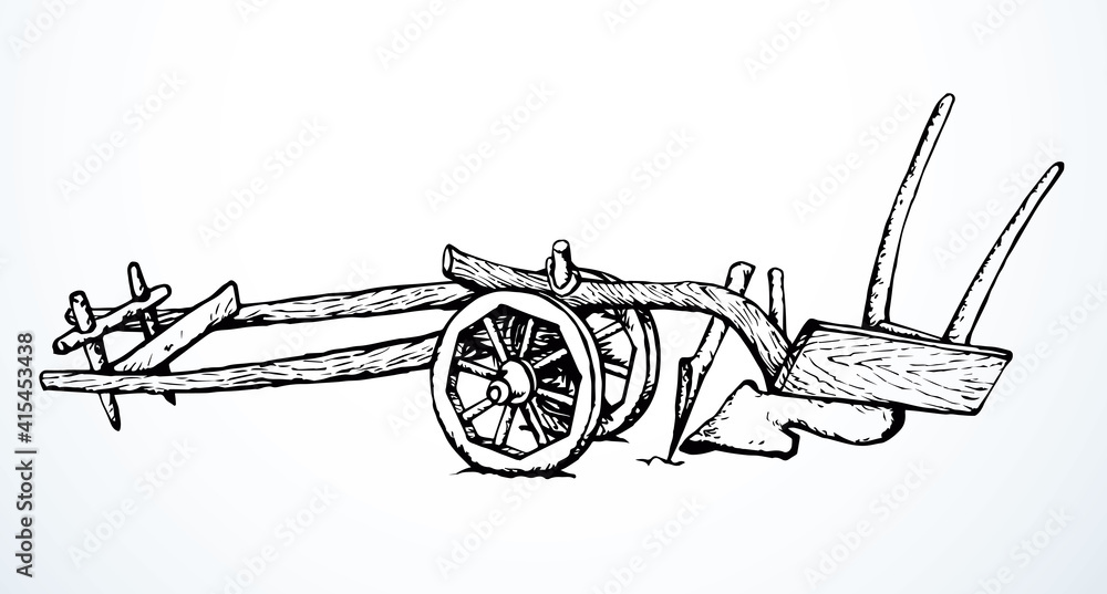 Ancient plow. Vector drawing object Stock Vector | Adobe Stock