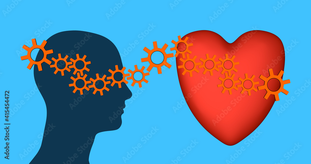 Render with the concept of harmony between the mind and heart Stock ...