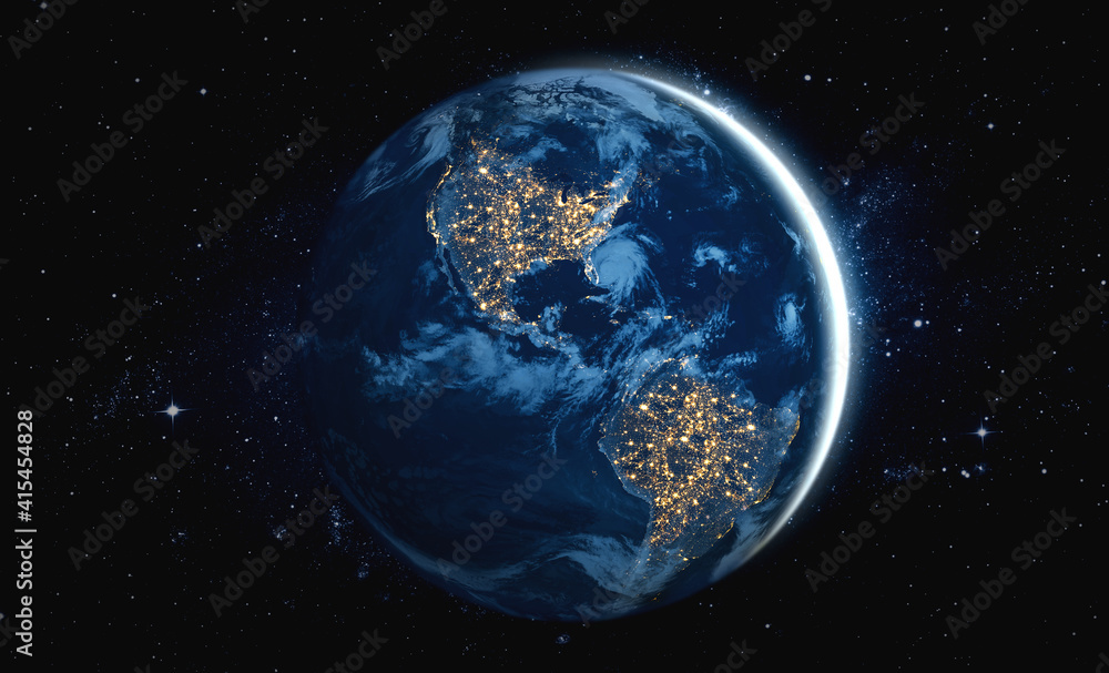 Planet earth globe view from space showing realistic earth surface and ...