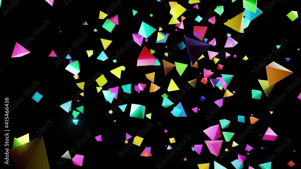 abstract festive background with cloud of pyramids flashing neon light ...