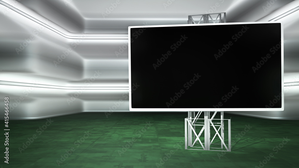 Futuristic virtual studio backdrop with a monitor ideal for tv shows ...