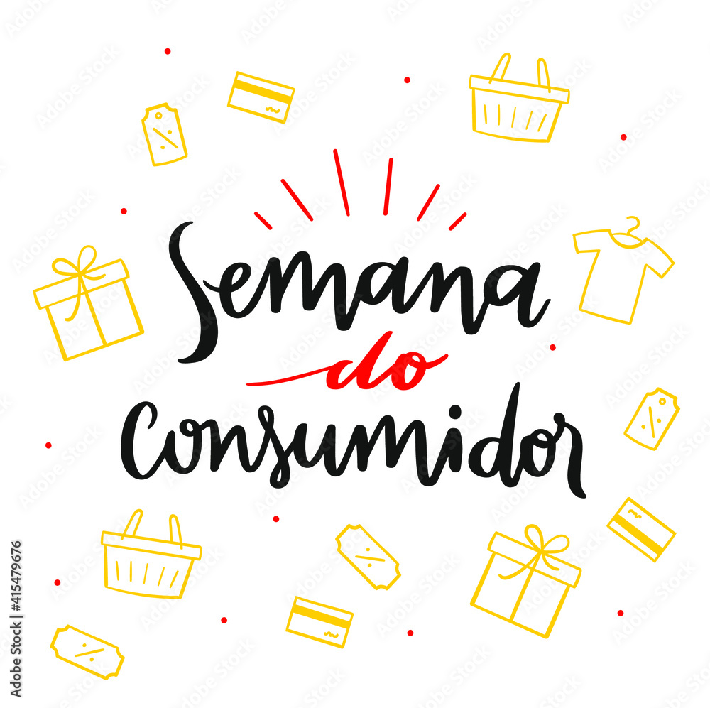 Semana do Consumidor. Consumer week. Brazilian Portuguese Hand ...