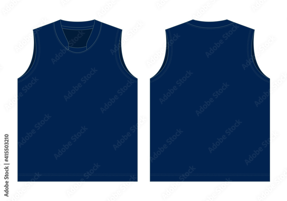 Blank Navy Blue Tank Top Template Vector On White Background.Front and ...