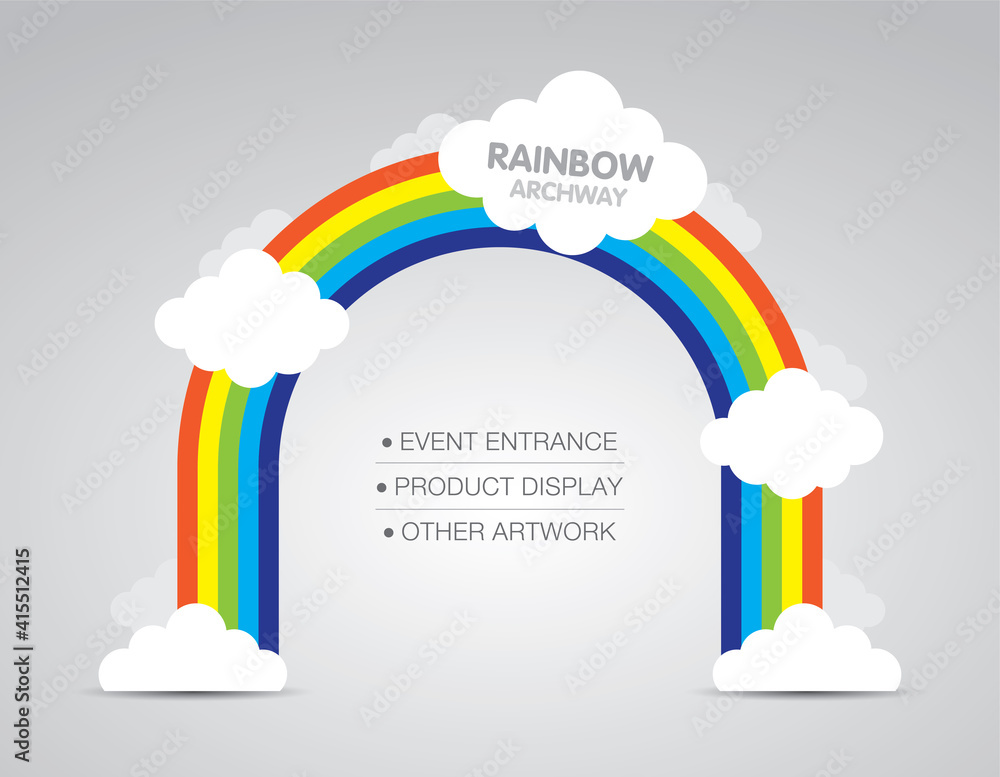 Rainbow with cloud archway graphic vector for designing event entrance ...