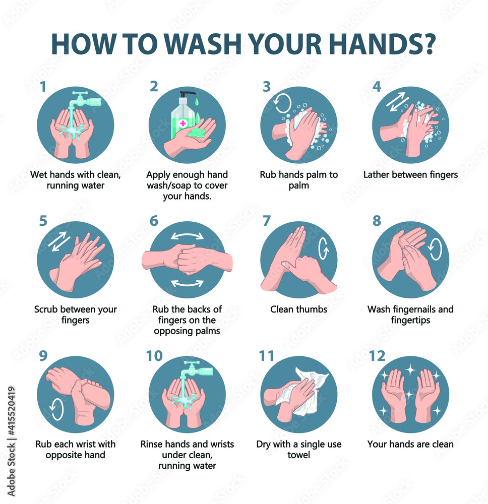 How to wash your hands properly. Handwashing 12 visual step guide ...