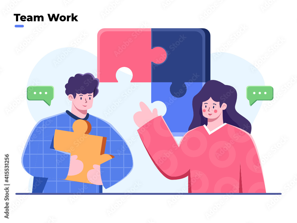 Business team working to solving problem flat illustration. People ...