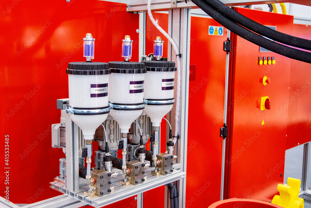 Automatic dosing, mixing and pouring unit for hot curing three ...