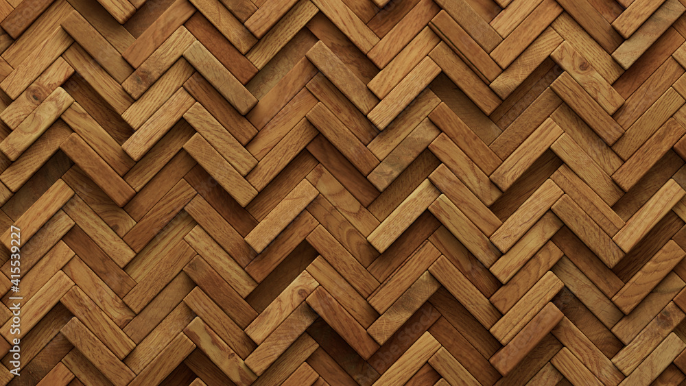 Wood Block Wall background. Mosaic Wallpaper with Light and Dark Timber ...