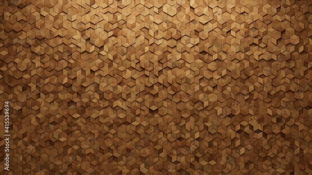 Wood Block Wall background. Mosaic Wallpaper with Light and Dark Timber ...