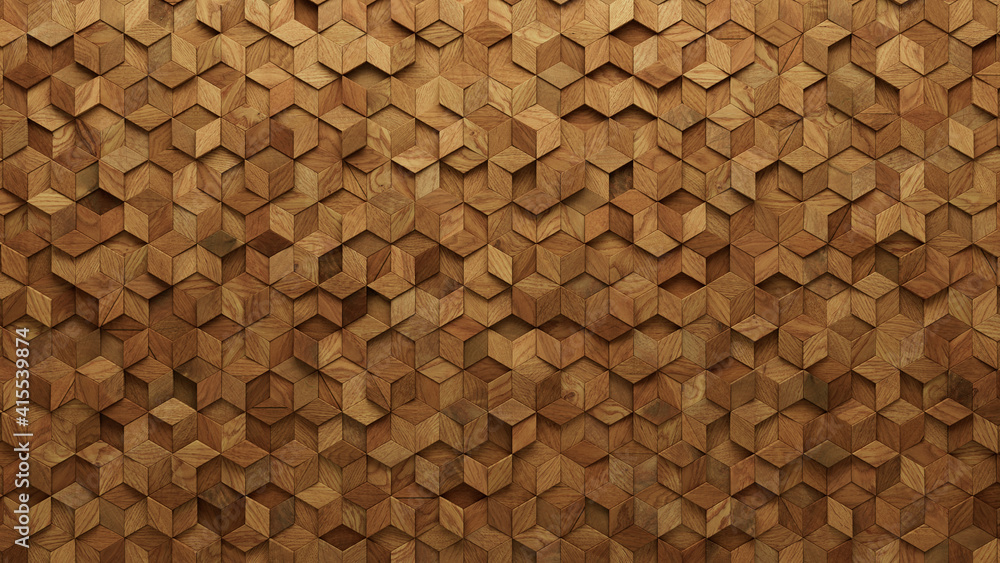 Wood Block Wall background. Mosaic Wallpaper with Light and Dark Timber ...