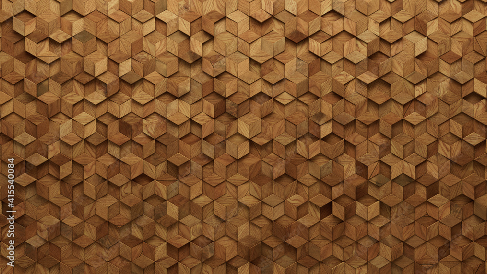 Wood Block Wall background. Mosaic Wallpaper with Light and Dark Timber ...