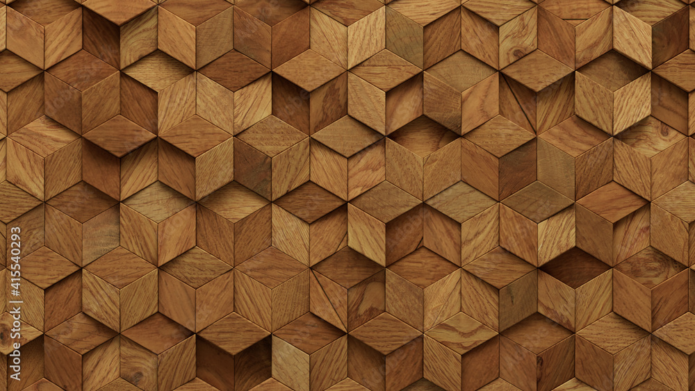Wood Block Wall background. Mosaic Wallpaper with Light and Dark Timber ...
