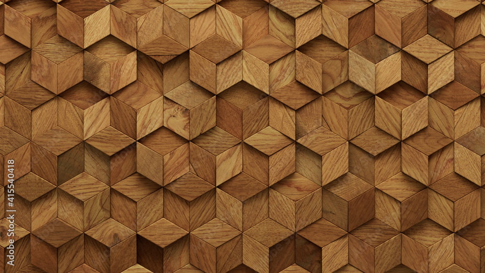 Wood Block Wall background. Mosaic Wallpaper with Light and Dark Timber ...