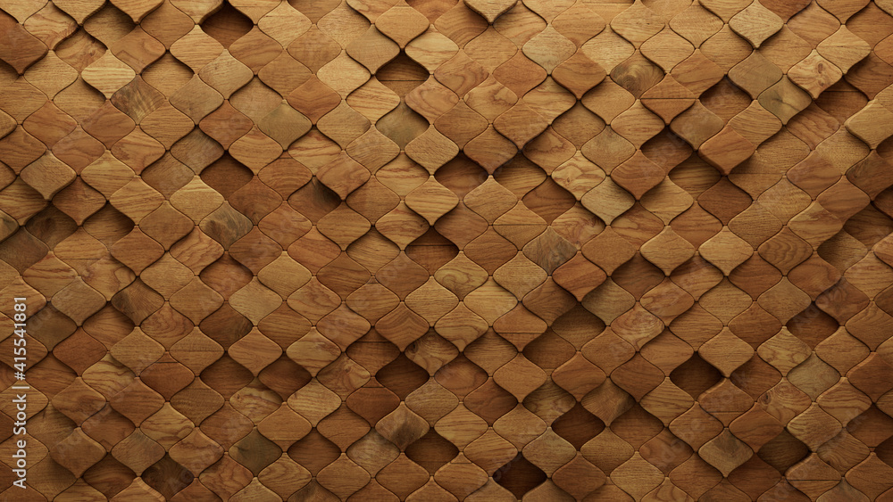 Wood Block Wall background. Mosaic Wallpaper with Light and Dark Timber ...