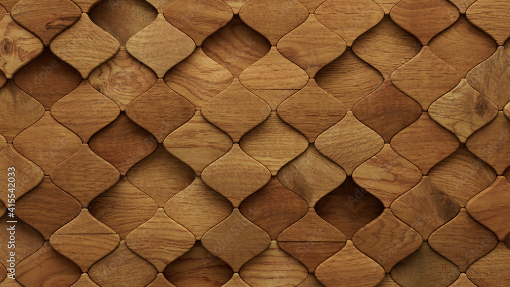 Wood Block Wall background. Mosaic Wallpaper with Light and Dark Timber ...