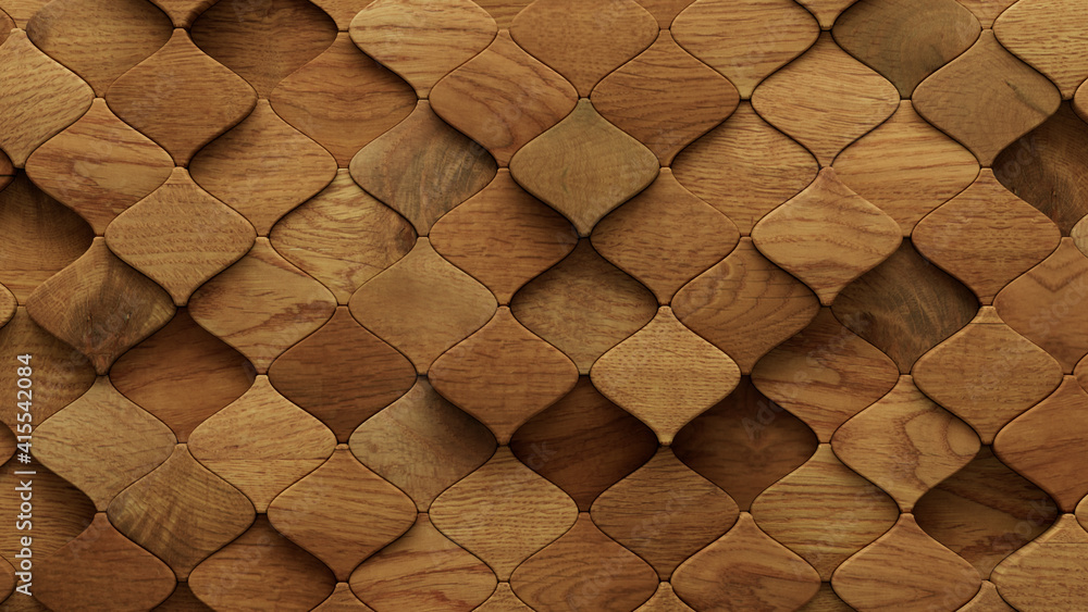 Wood Block Wall background. Mosaic Wallpaper with Light and Dark Timber ...