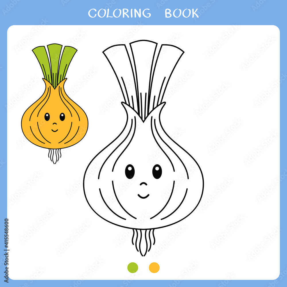 Simple educational game for kids. Cute onion for coloring book Stock ...