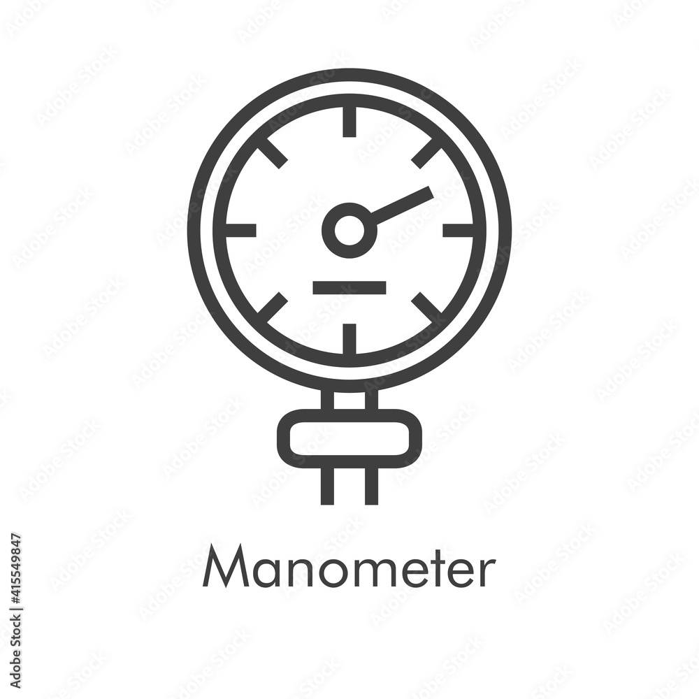 Icono de manómetro en lineas de color gris Stock Vector | Adobe Stock