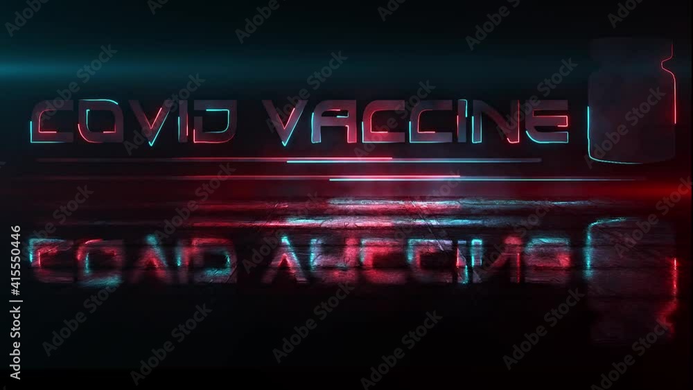 COVID Vaccine dynamic blue and red animated neon light effect with an ...