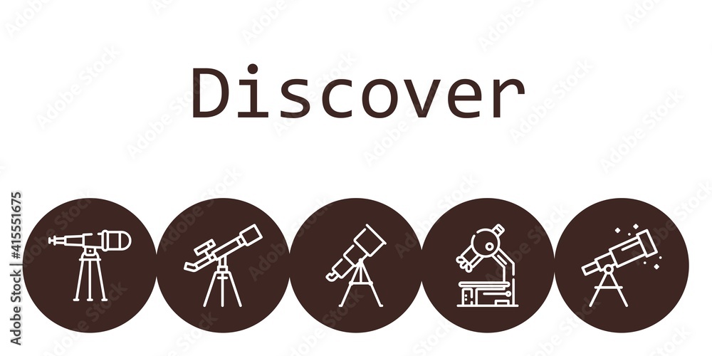 discover background concept with discover icons. Icons related ...