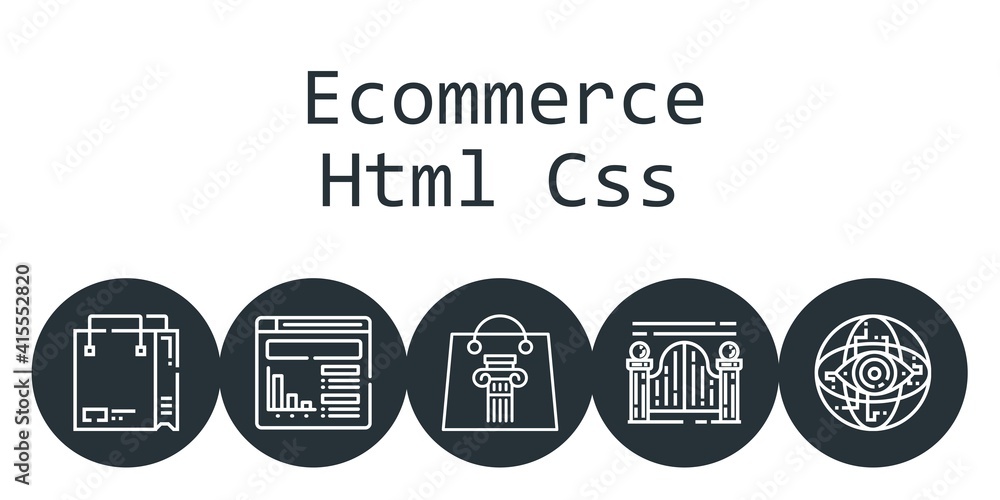 ecommerce html css background concept with ecommerce html css icons ...