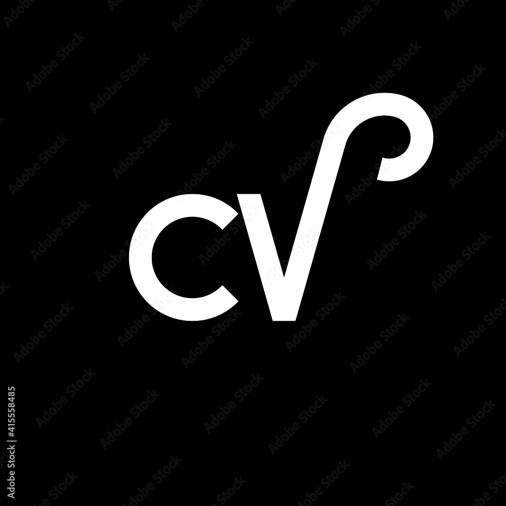 CV letter logo design on black background. CV creative initials letter ...